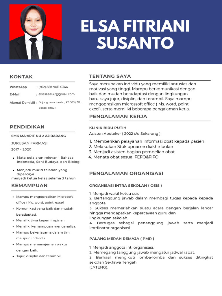 Profil ELSA FITRIANI: Keterampilan & Pengalaman | PDF | Karier ...