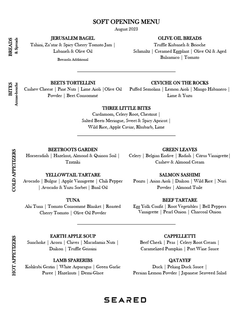 Menu | PDF | Sauce | Vinaigrette