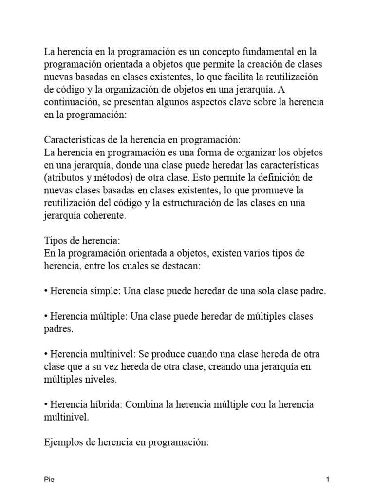Herencia Poo Pdf Herencia Programación Orientada A Objetos