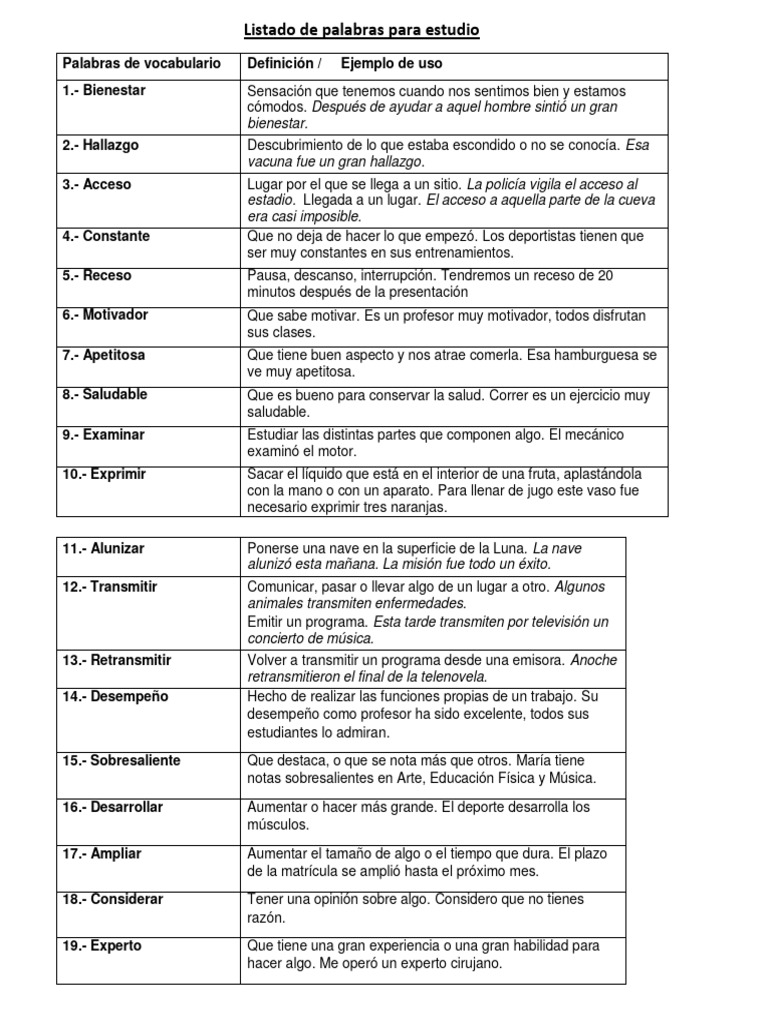Palabras de Vocabulario | PDF | Tierra