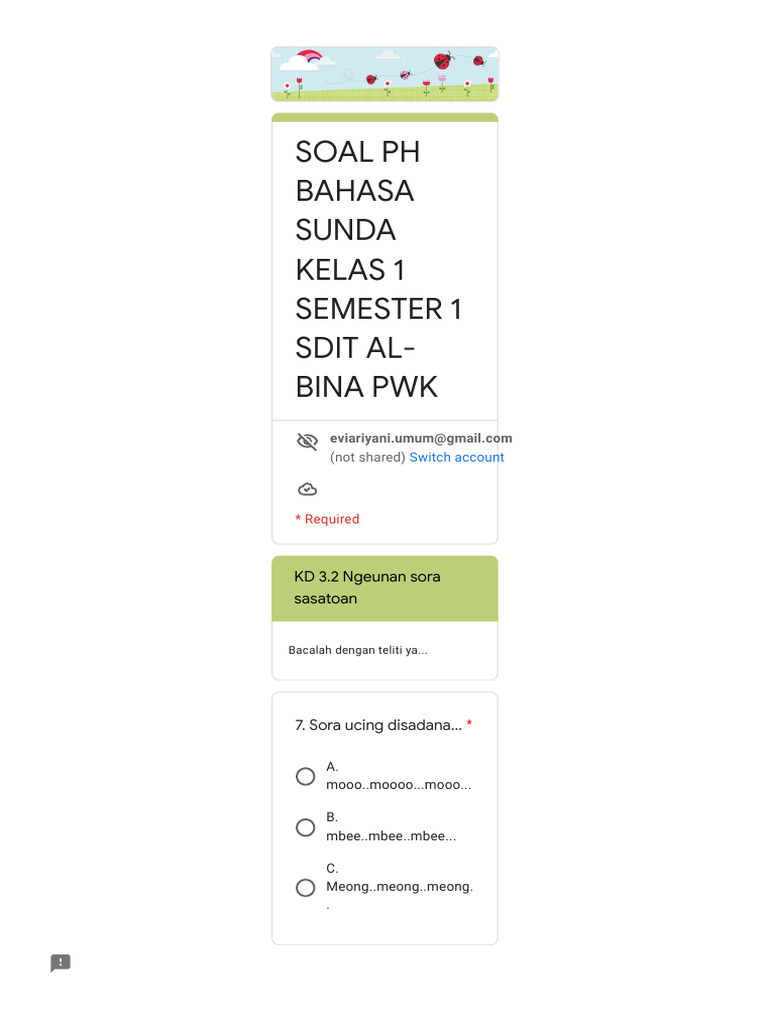 Soal PH Bahasa Sunda Kelas 1 Semester 1 Sdit Al-Bina PWK: KD 3.2 Ngeunan Sora Sasatoan | PDF ...