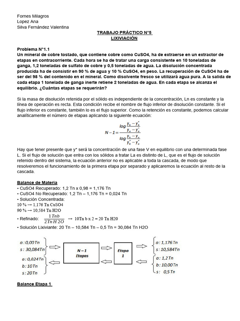 TP 5 Lixiviación | PDF | Concentración | Agua