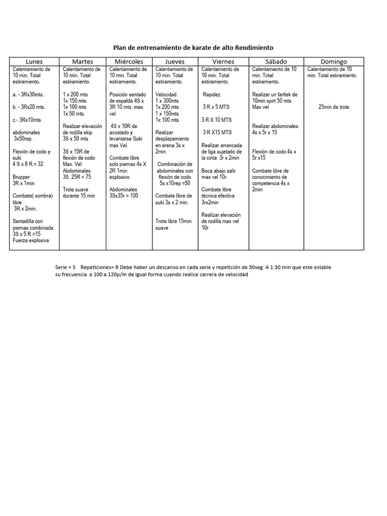 Plan de Entrenamiento de Karate de Alto Rendimiento | PDF ...