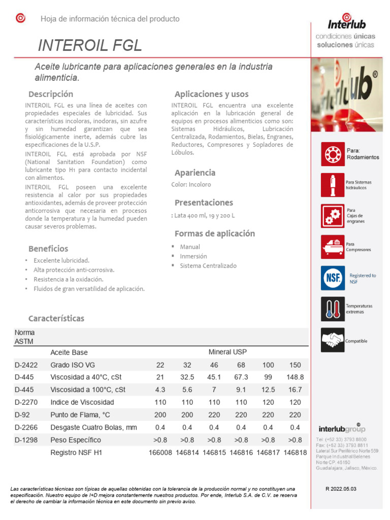 Interoil FGL | PDF | Lubricante | Ingeniería mecánica