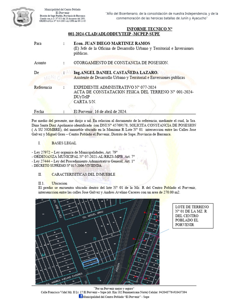 Informe Tecnico de Inspeccion Ocular | PDF | Documento de identidad | Gobierno