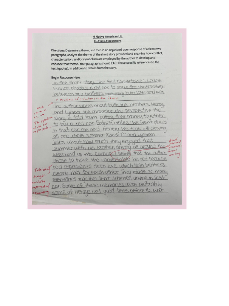 H Native American Lit in Class Assessment-3 | PDF