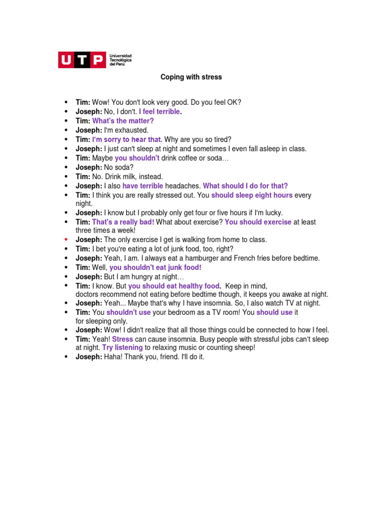 Week 15 - Script - Coping With Stress | PDF