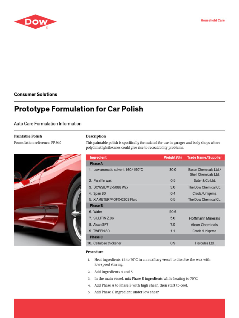 26 1603 01 Prototype Formulation PP 930 | PDF | Wax
