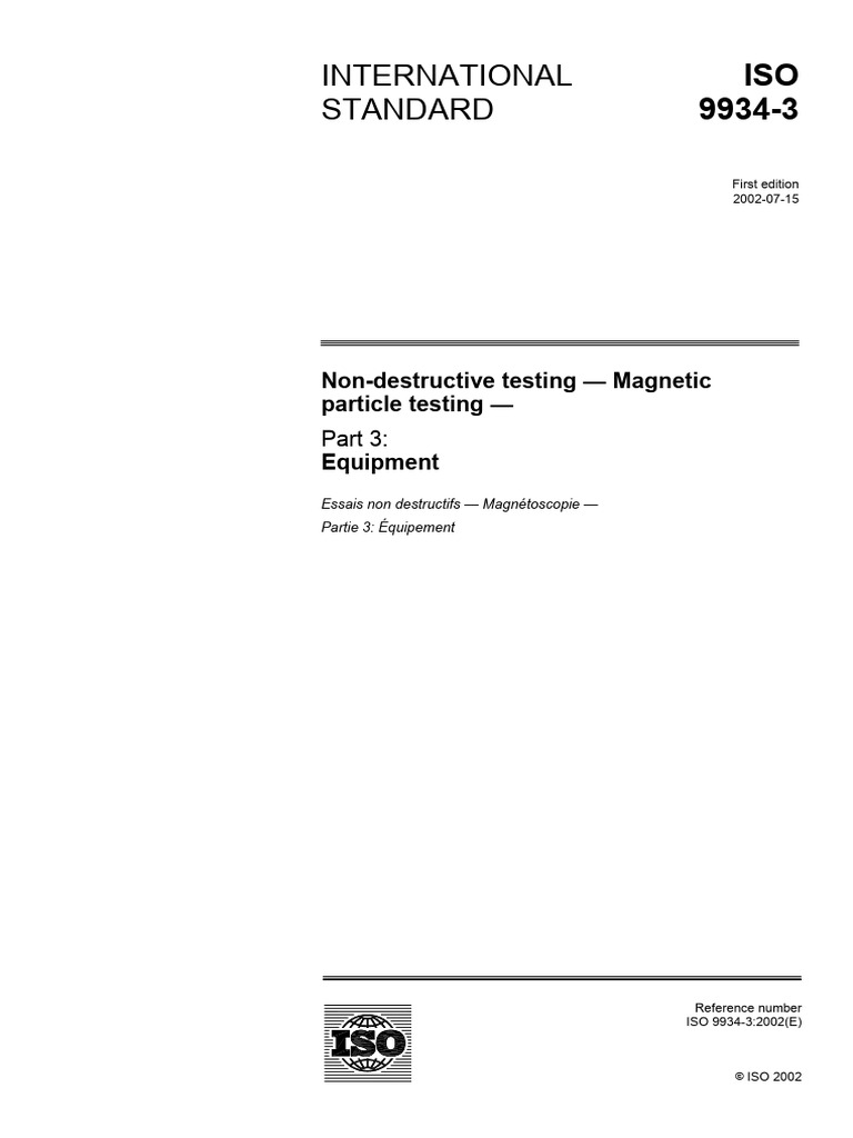 ISO 9934-3 NDT Magnetic Particle Testing Equipment | PDF ... ISO 9934-3 NDT Magnetic Particle Testing Equipment | PDF ...