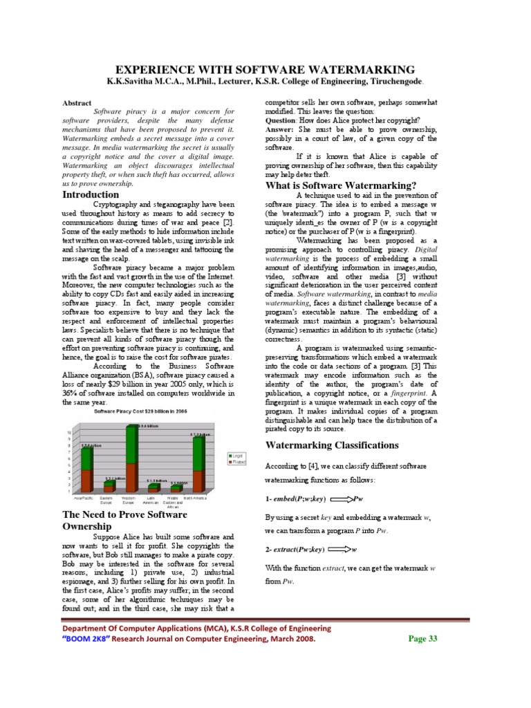 Experience With Software Watermarking | PDF | Copyright Infringement | Source Code