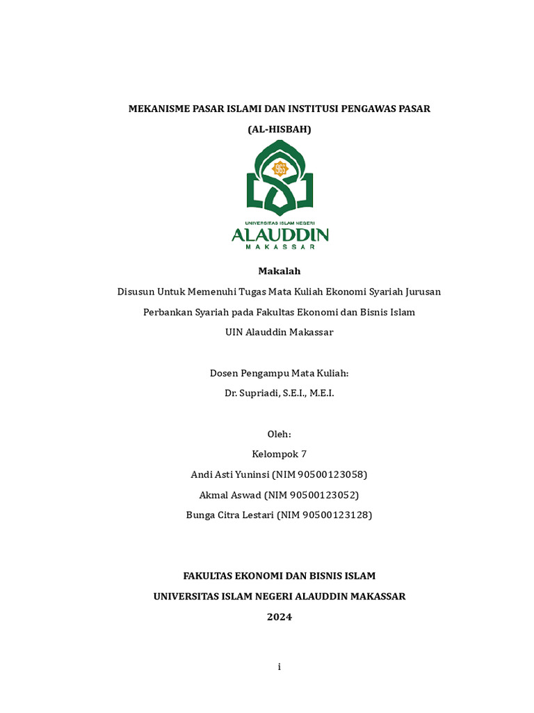 Al-Hisbah dalam Ekonomi Syariah | PDF | Bisnis