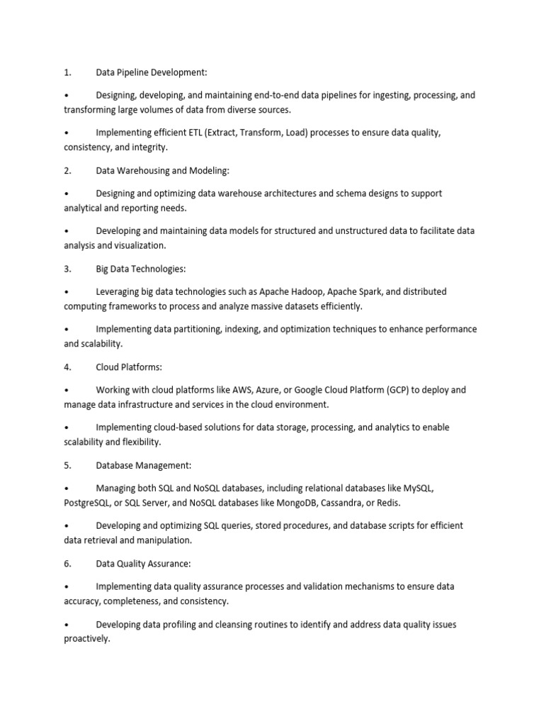 Roles Data Engineer | PDF | Databases | Cloud Computing