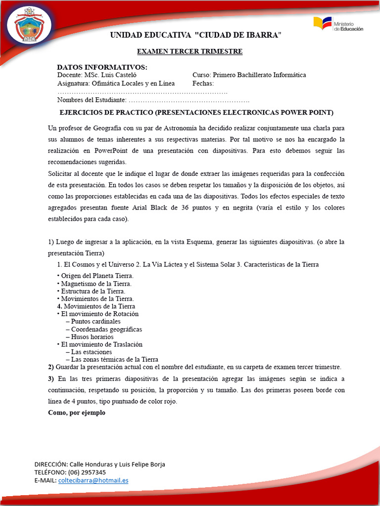 Examen Ofimatica 1inf | PDF | Tierra | Microsoft PowerPoint