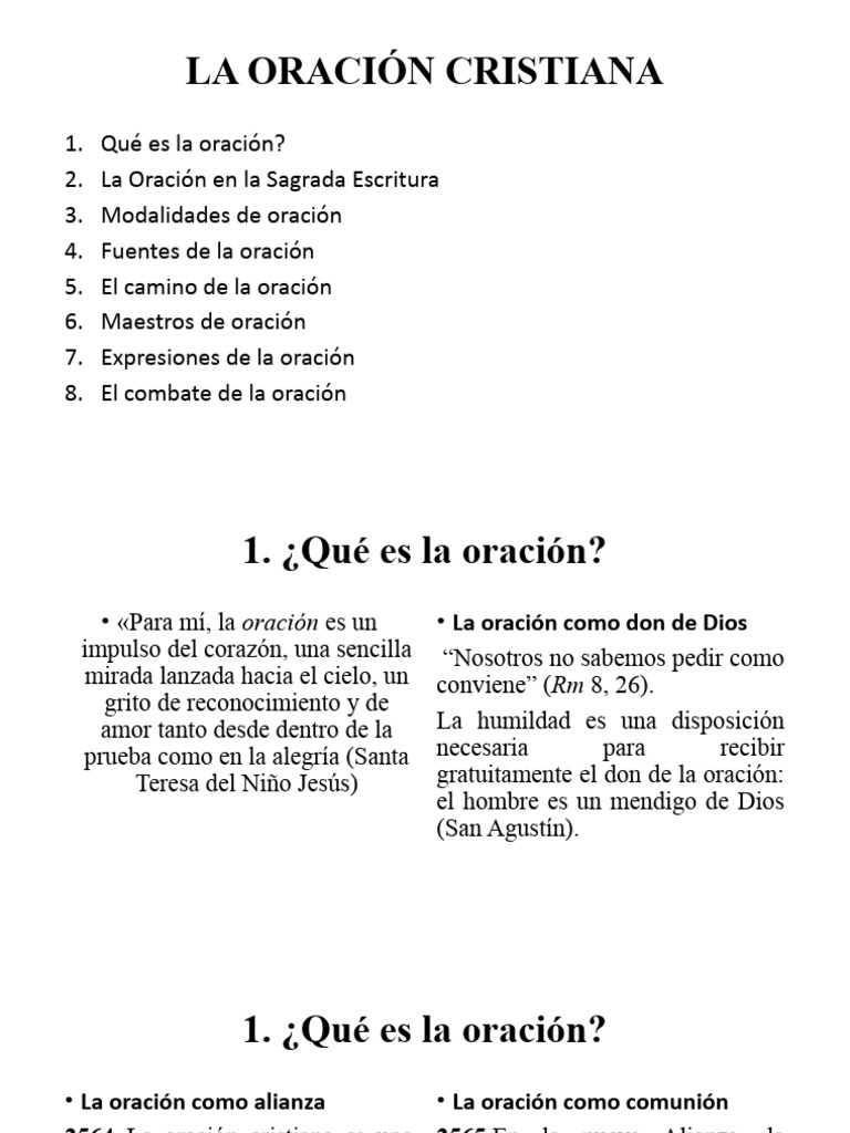 La Oración Cristiana: Definición y Fuentes | PDF | Oración | Jesús