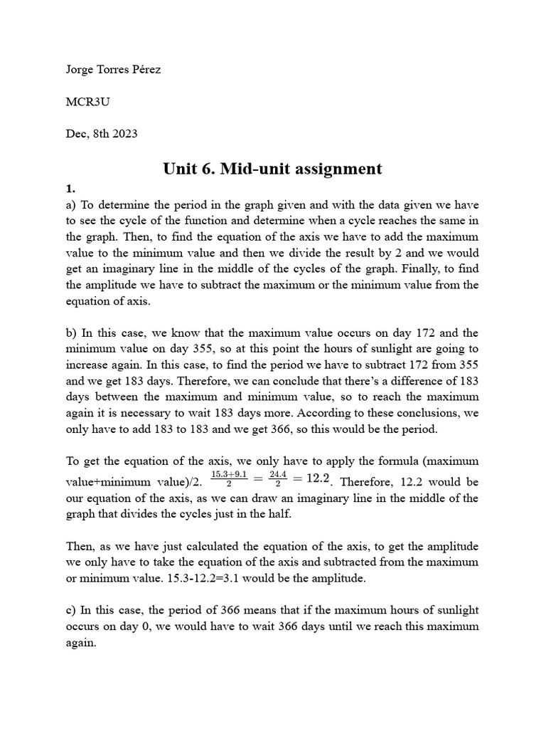 Unit 6 Mid Unit Assignment Correct One Download Free Pdf Mathematics 
