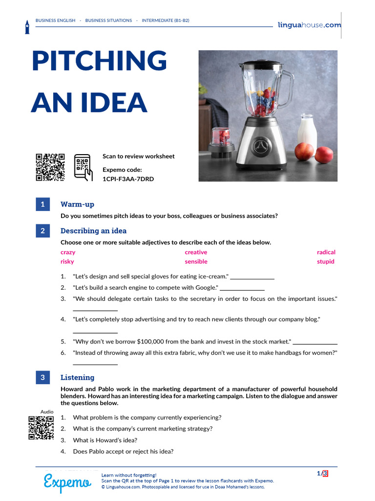Pitching An Idea British English Student | PDF