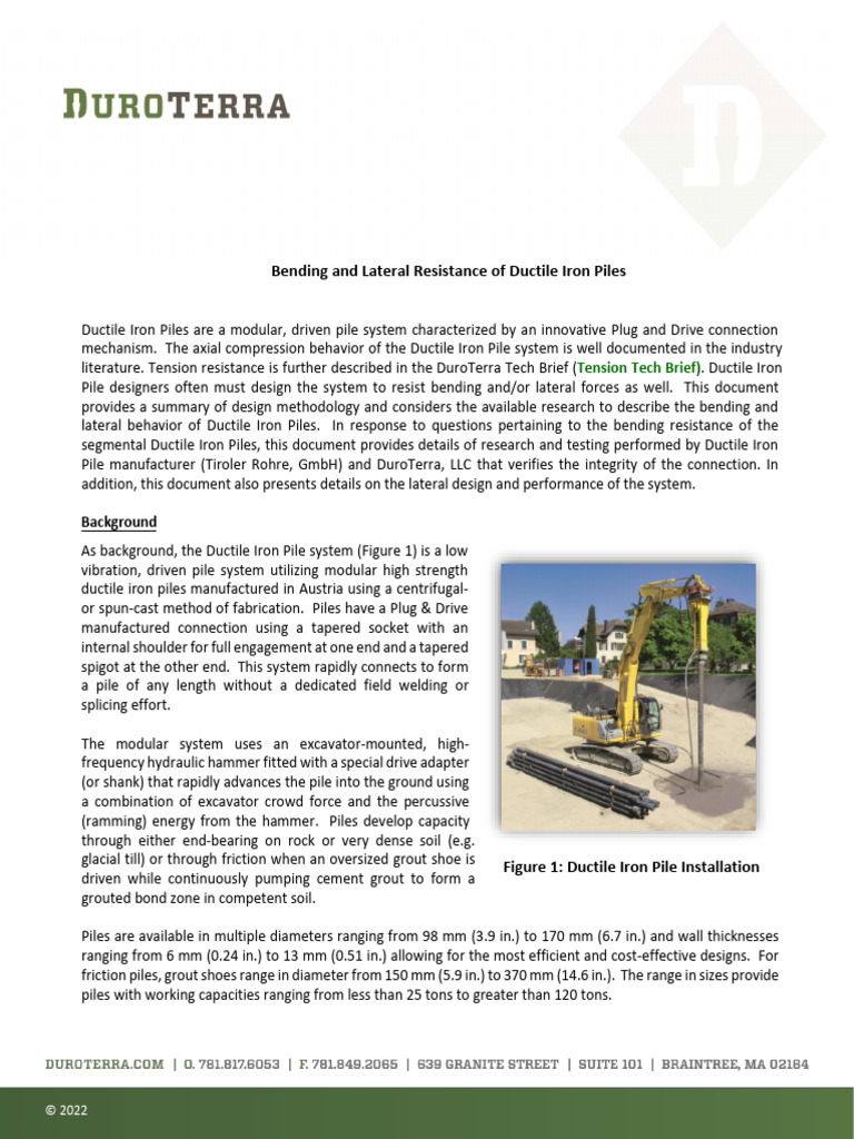 Tech Brief Ductile Iron Piles Bending and Lateral Resistance FINAL Link | Download Free PDF ...