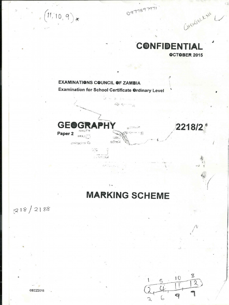 2015 Geog Paper 2 Marking Scheme 1 Pdf