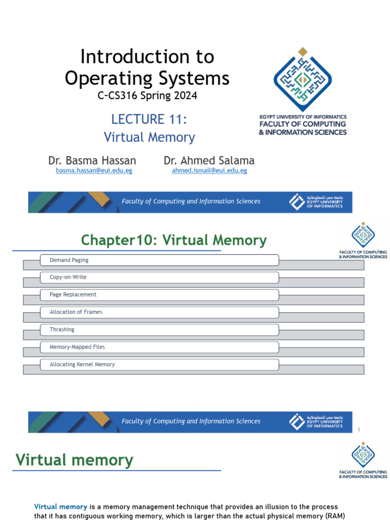 C-CS316 Lect11 Virtual Memory | PDF | Process (Computing) | Computer Memory