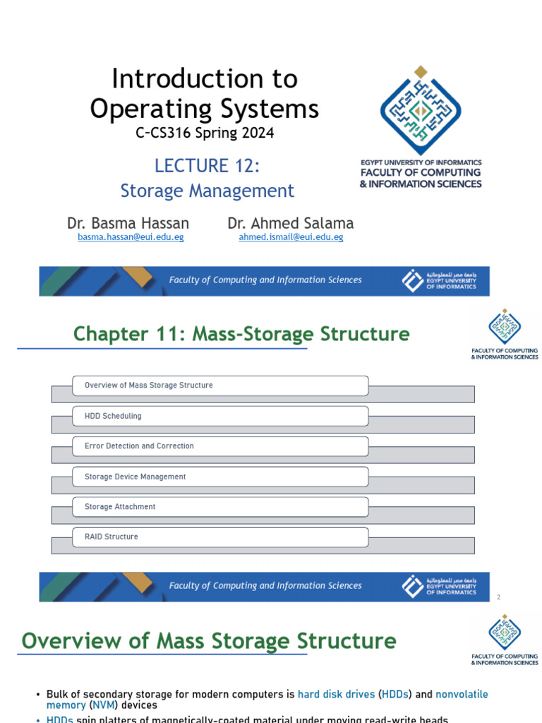 C-CS316 - Lect12 - Storage Management | PDF | Hard Disk Drive | Error Detection And Correction