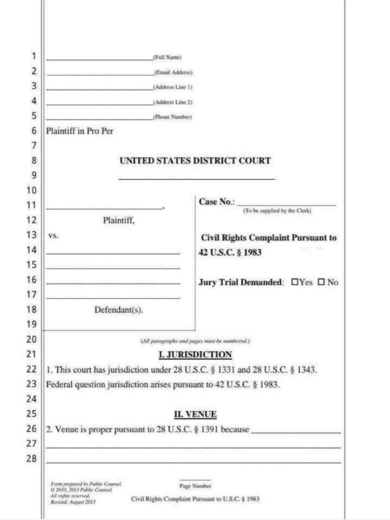 Civil Rights Complaint Form | PDF