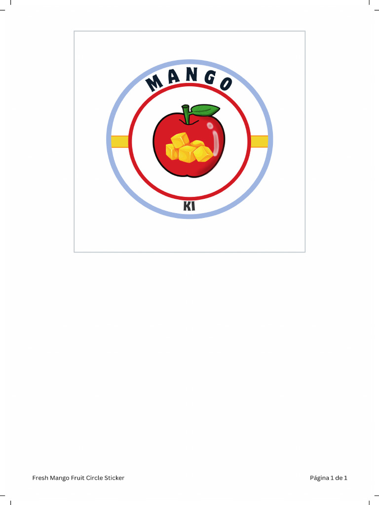 Fresh Mango Fruit Circle Sticker | PDF