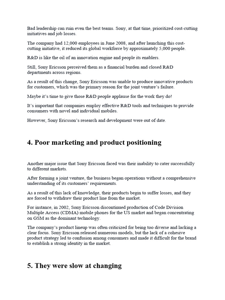 Sony Ericsson Is A Global Company That Was Established in 2001 After ...