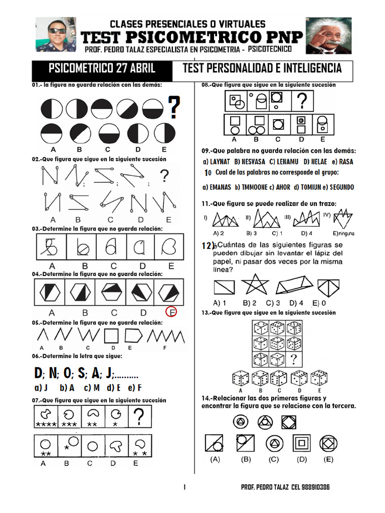 27 Abril Virtual Psicometrico PNP Adm 2024 SC | PDF