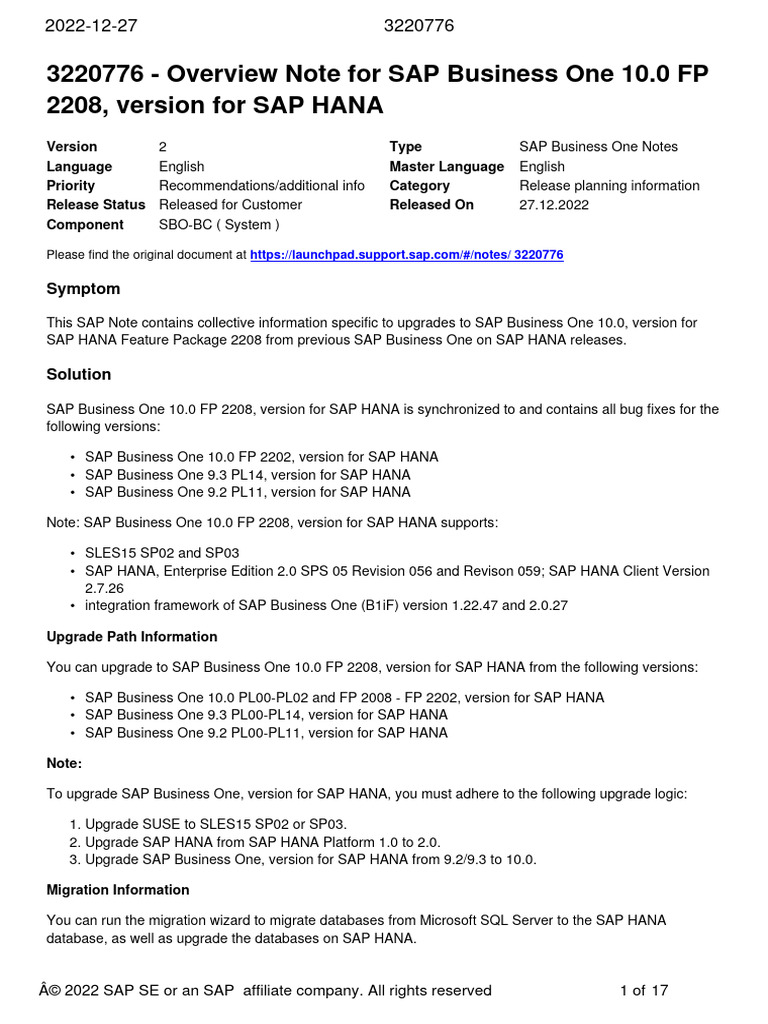 SAP Business One 10.0 FP 2208 Overview | PDF | Receipt | Invoice