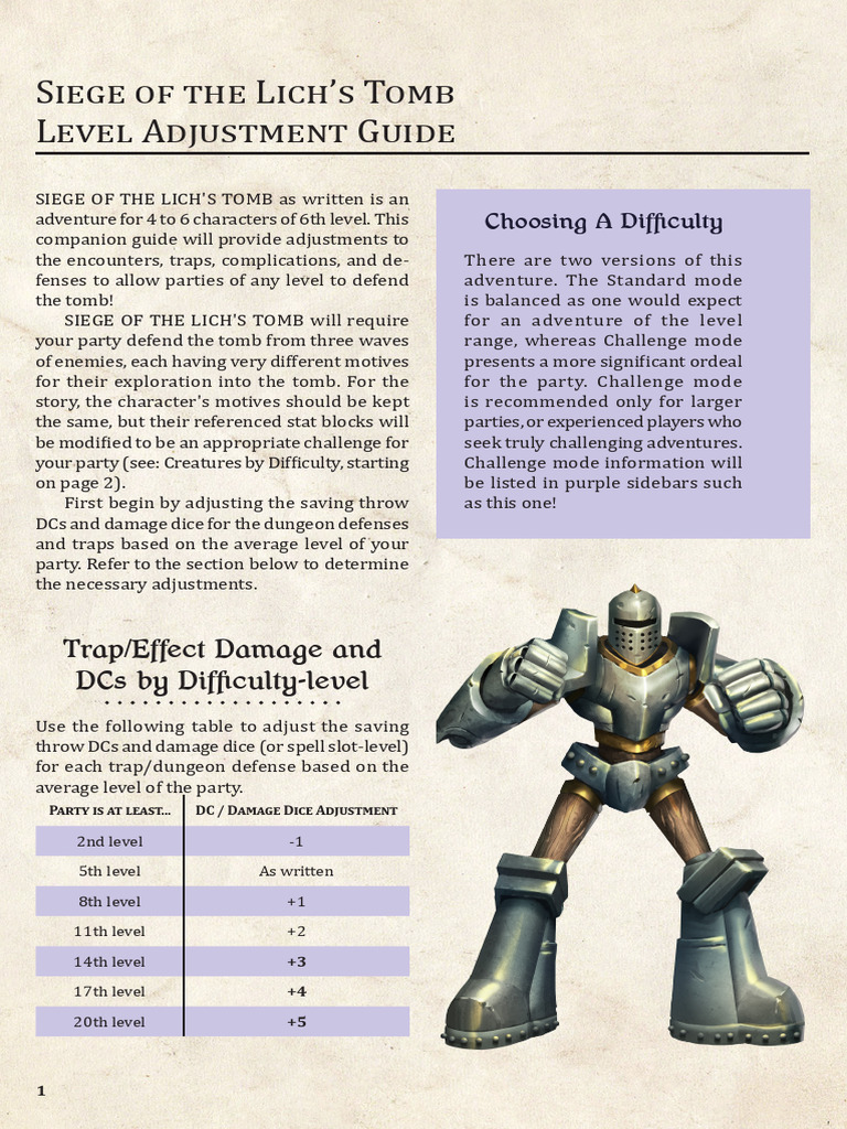 Level Adjustment Guide - Siege of The Lich's Tomb - v2 | PDF | Fantasy ...