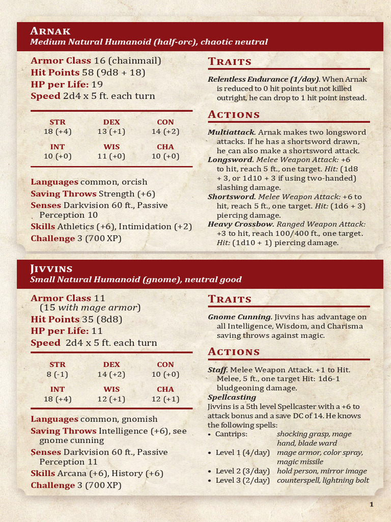 Super Dungeon Melee - 5e Stat Blocks | PDF | Gary Gygax Games | D20 System