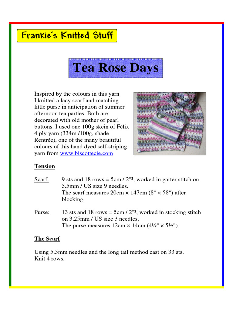 Tea Rose Days | PDF | Knitting | Basic Knitted Fabrics