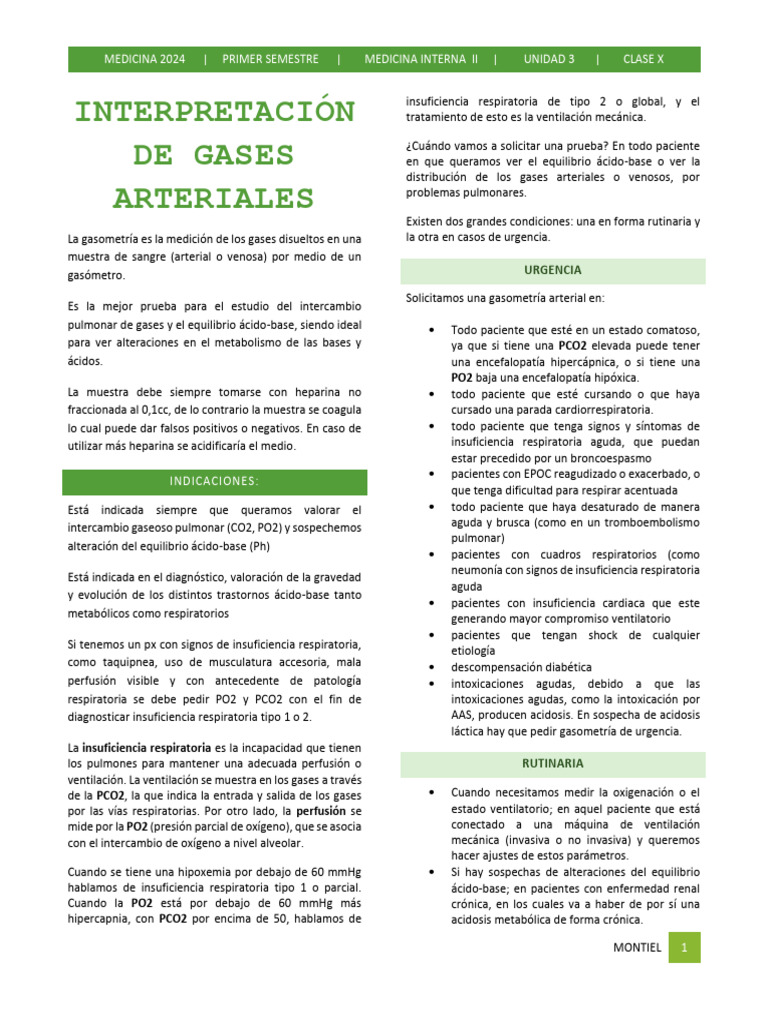 Interpretación de Gases Arteriales | Descargar gratis PDF | Solución ...