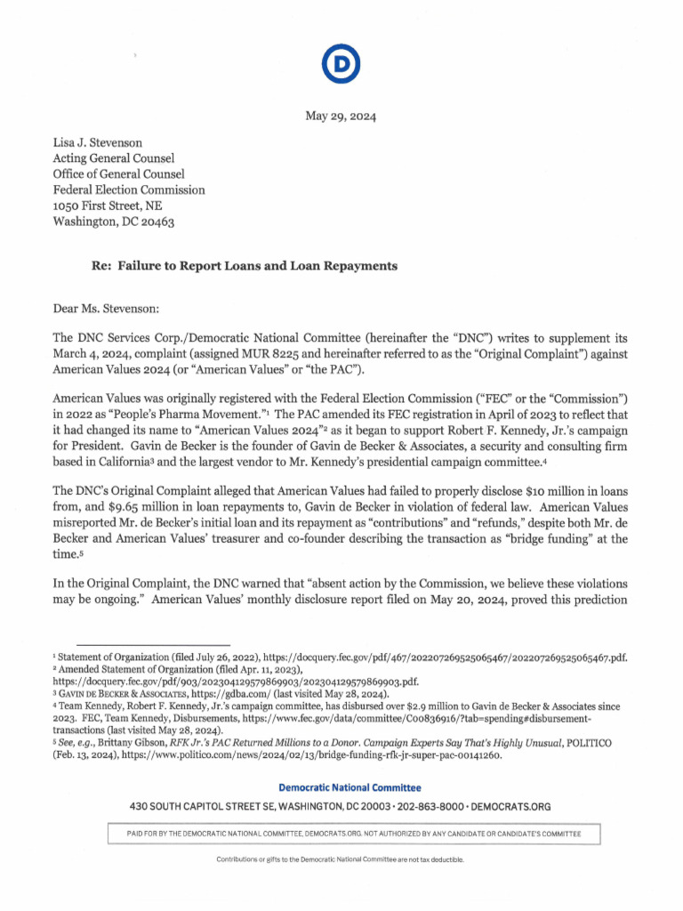 DNC Files Third Complaint Against RFK Jr. Super PAC, Alleging Shady ...