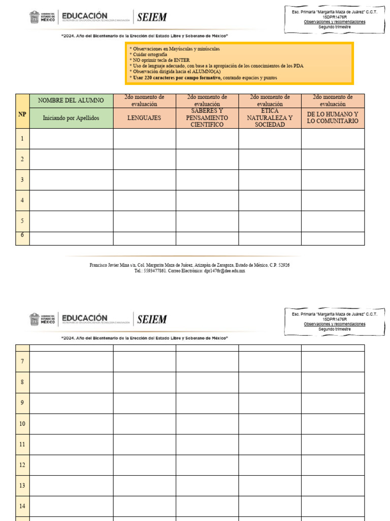 Observaciones y Recomendaciones 2 Periodo MMJ | PDF
