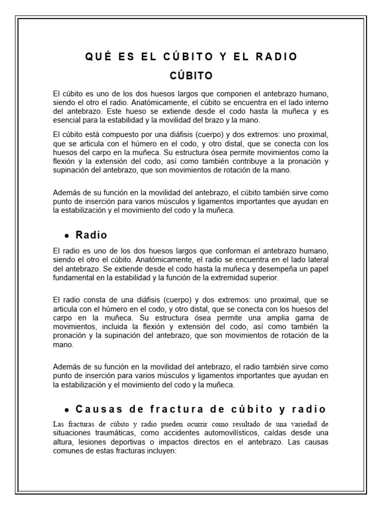 Fracturas de Cúbito y Radio: Diagnóstico y Tratamiento | PDF | Codo ...