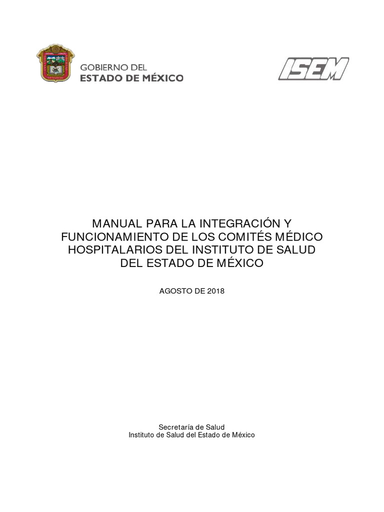 Manual para La Integración Y Funcionamiento de Los Comités Médico Hospitalarios Del Instituto de ...