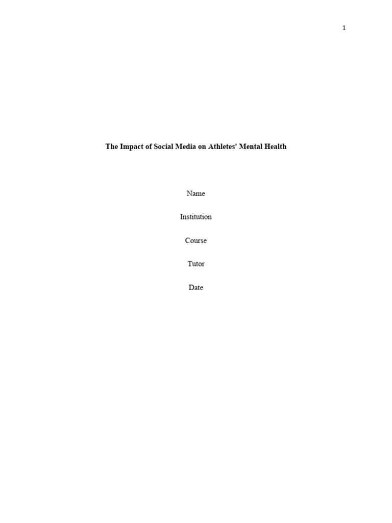 The Impact of Social Media On Athletes' Mental Health | Download Free ...