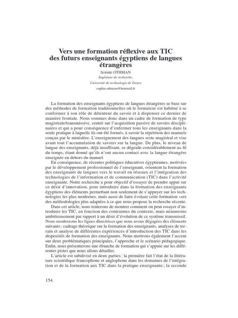 2016 - Othhman - Vers Une Formation Réflexive Aux TIC Des Futurs ...