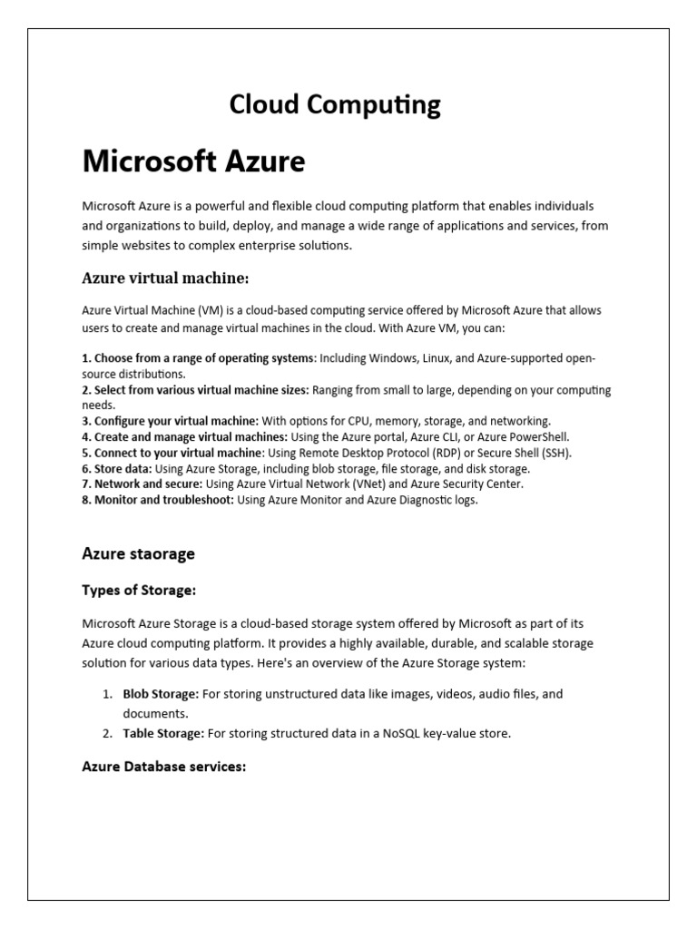 Microsoft Azure | PDF | Microsoft Azure | Cloud Computing