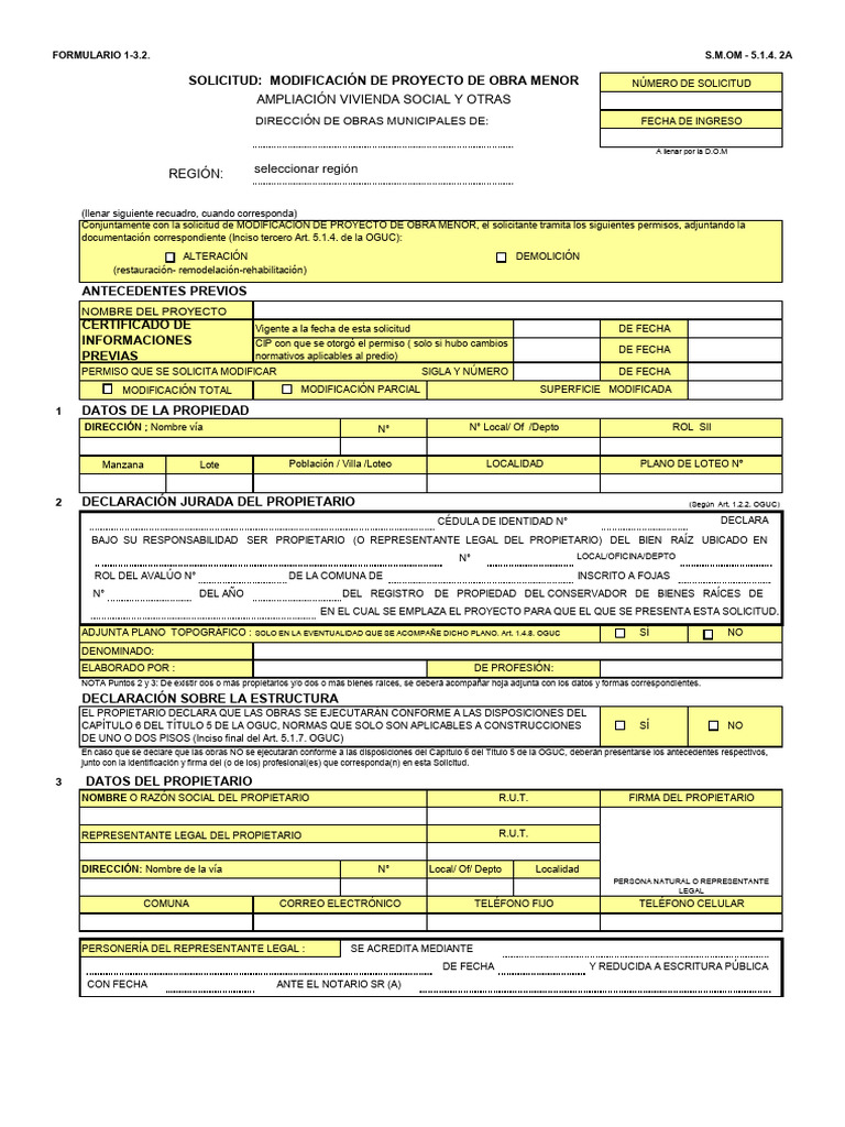 1 3.2. Solicitud Modificacion Proyecto Obra Menor Ampliacion Vivienda Social y Otras | PDF