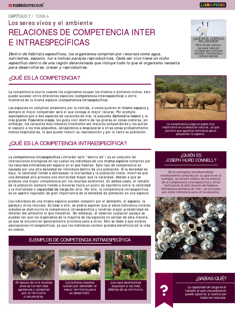 Relaciones de Competencia Inter E Intraespecíficas: Los Seres Vivos y ...