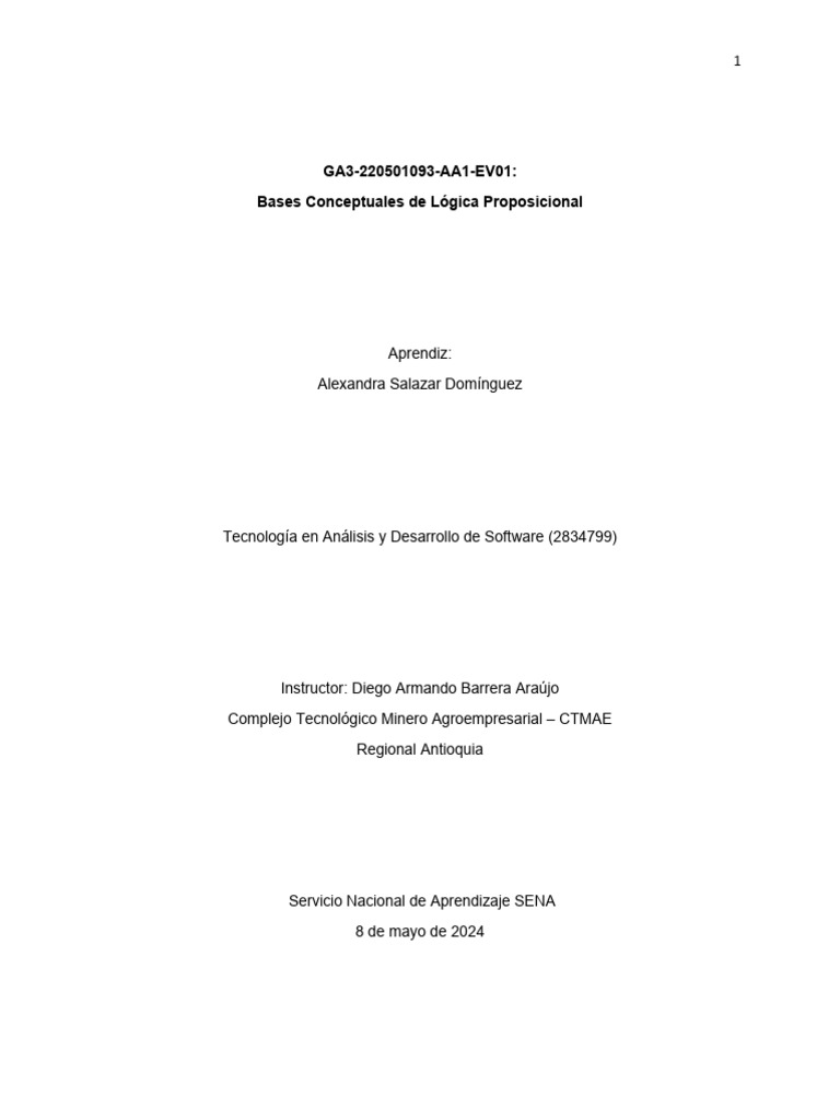 GA3-220501093-AA1-EV01 Bases Conceptuales de Logica Proposicional | PDF ...