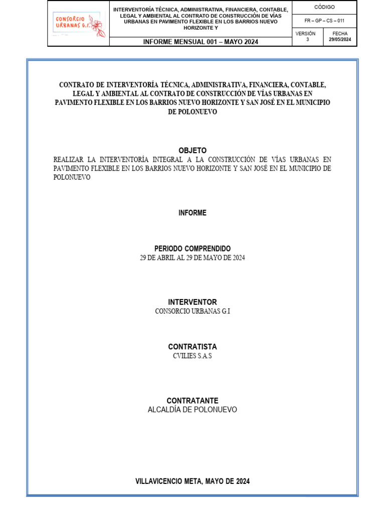 Informe Interventoria Via Acuerdo | PDF | Hormigón | Ingeniería