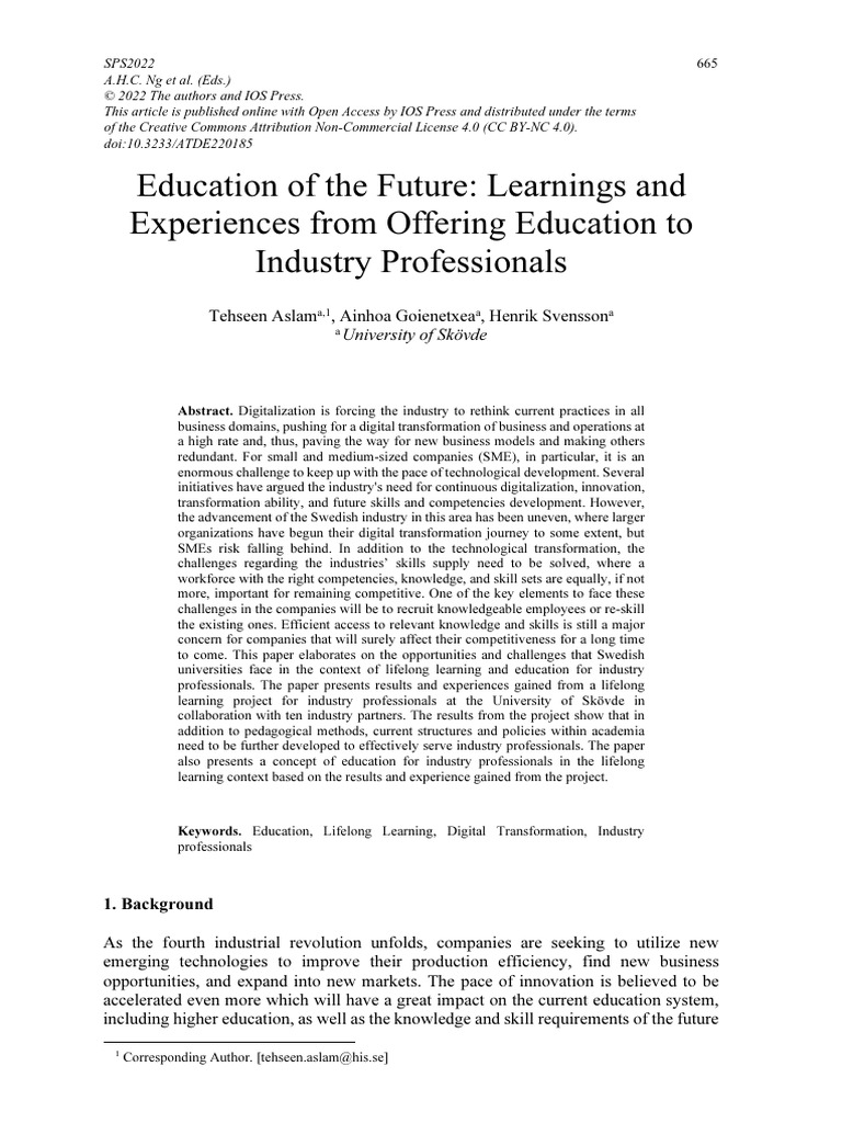 Education of The Future. Learning and Experiences From Offering ...