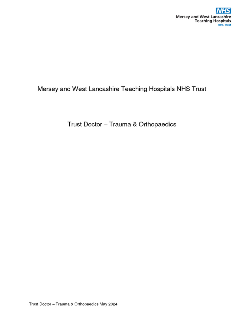 Trust Doctor Position in Trauma & Orthopaedics | PDF | Hospital ...