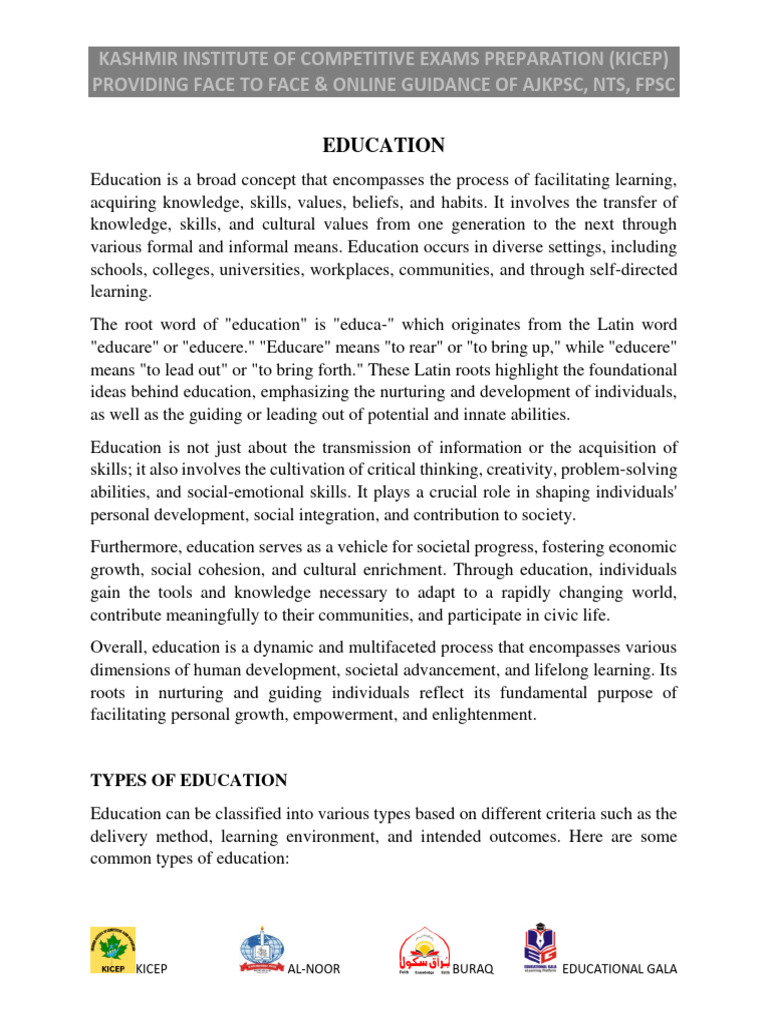 Types and Modes of Education Explained | PDF | Distance Education ...