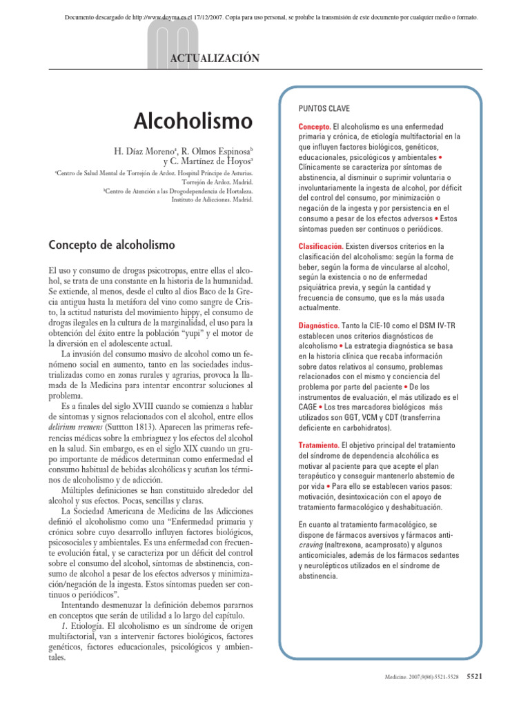 Alcoholismo | PDF | Alcoholismo | La dependencia de sustancias
