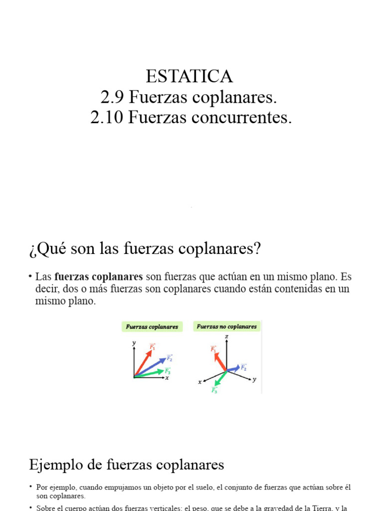 Fuerzas Coplanares y Fuerzas Concurrentes. | PDF | Fuerza | Vector ...
