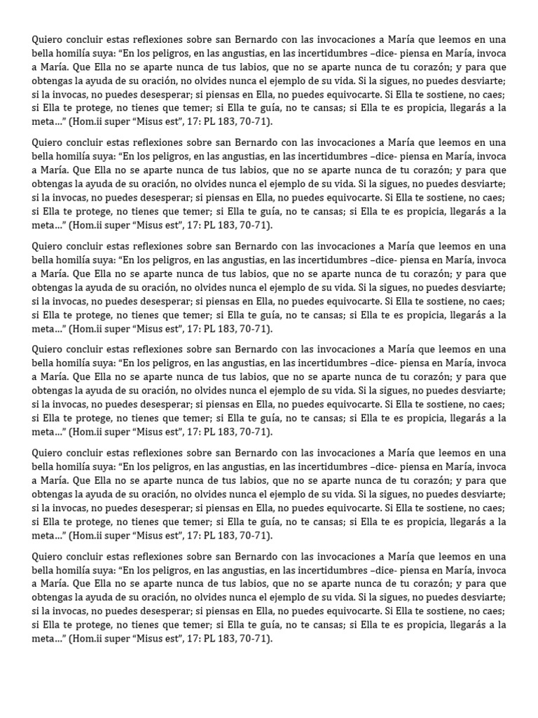 Quiero Concluir Estas Reflexiones Sobre San Bernardo Con Las ...